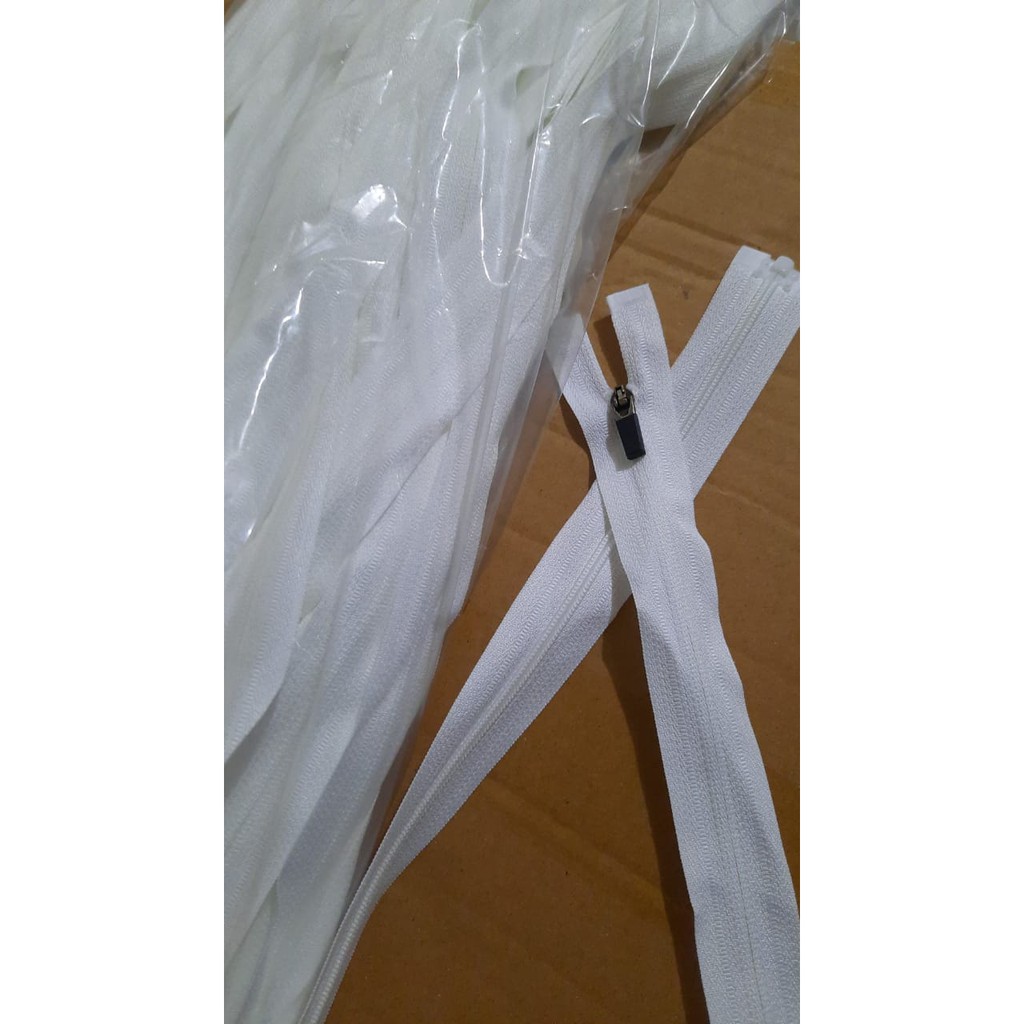 Jual RESLETING ZIPPER NO. 3 KOIL KEPALA KARET 75CM WARNA PUTIH | Shopee ...