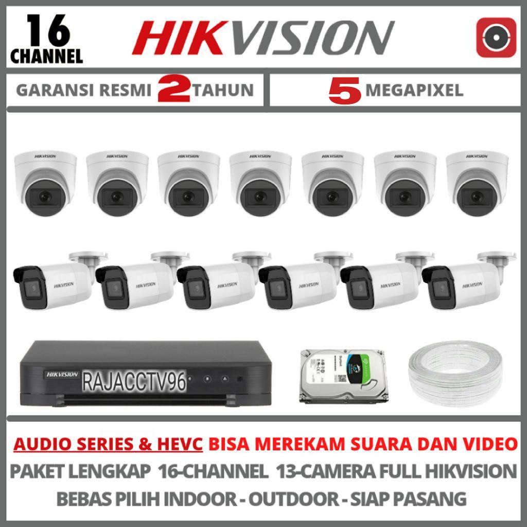 Jual PAKET CCTV HIKVISION 5MP 16 CHANNEL 13 CAMERA TURBO HD KAMERA CCTV AUDIO | Shopee Indonesia