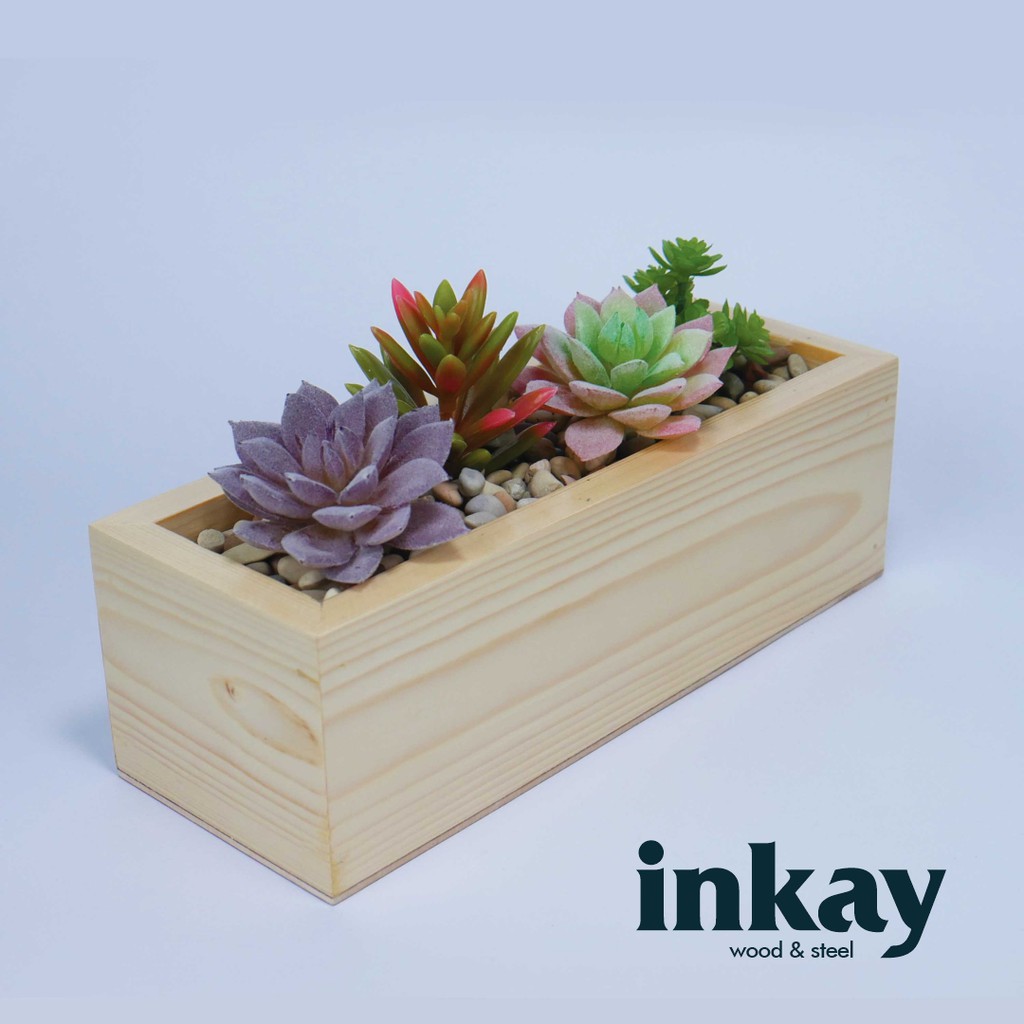 Jual Pot Bunga Sukulen Kayu Kotak Panjang INKAY WVS7525 | Shopee Indonesia