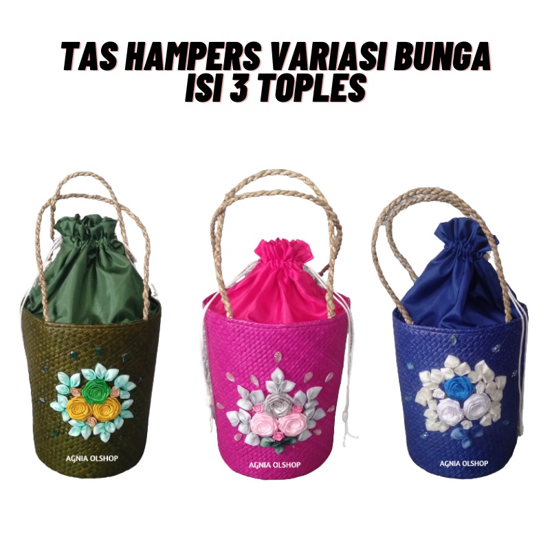 Jual Tas Parcel Ember Motif Bunga Isi 3 Toples Keranjang Parcel Anyaman ...