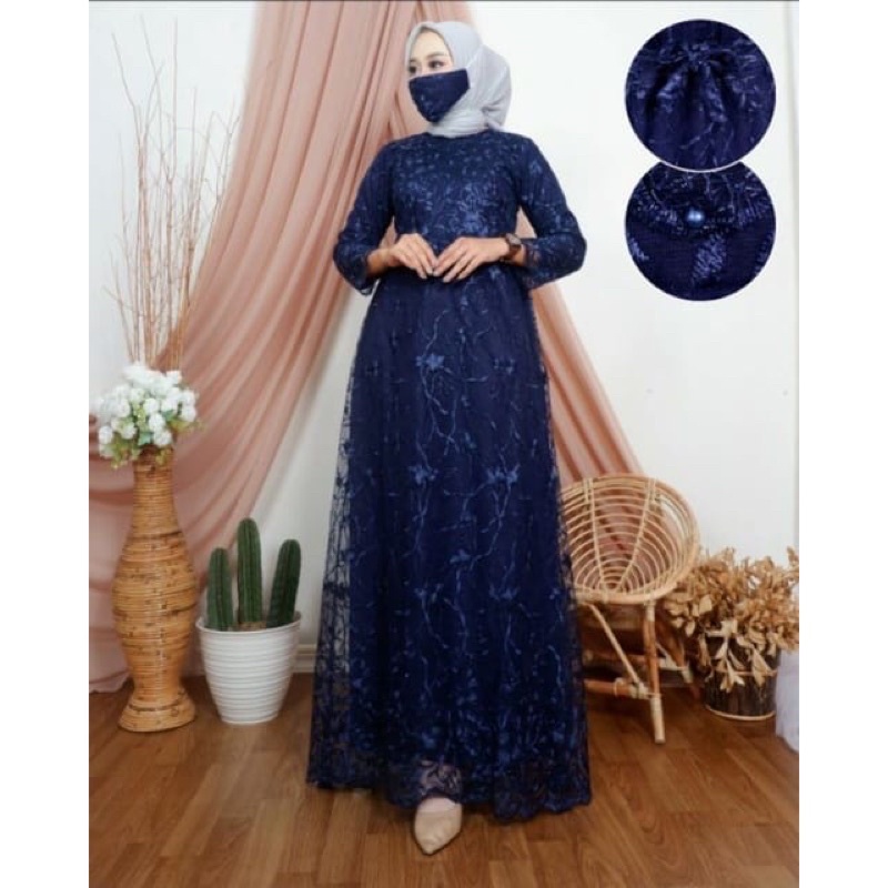Jual GAMIS BUSUI NAMIRA/TILE FULL BRUKAT MUTIARA/SIZE S M/L/XL/XXL/3L/DRESS KONDANGAN/GAMIS ...