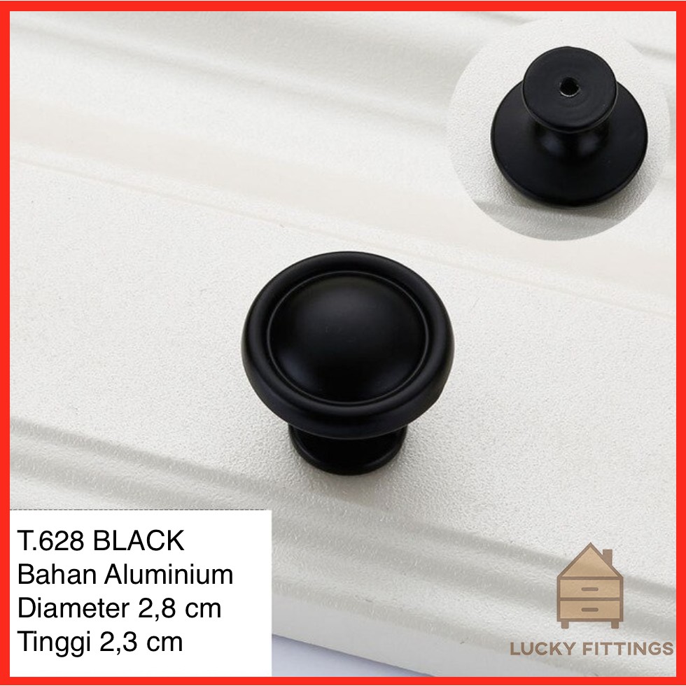 Jual Handle / Tarikan 628 Black ALUMINIUM Hitam Knob Bulat Laci Lemari ...