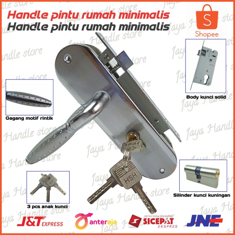 Jual handle pintu set kunci gagang pintu ongkel minimalis | Shopee ...