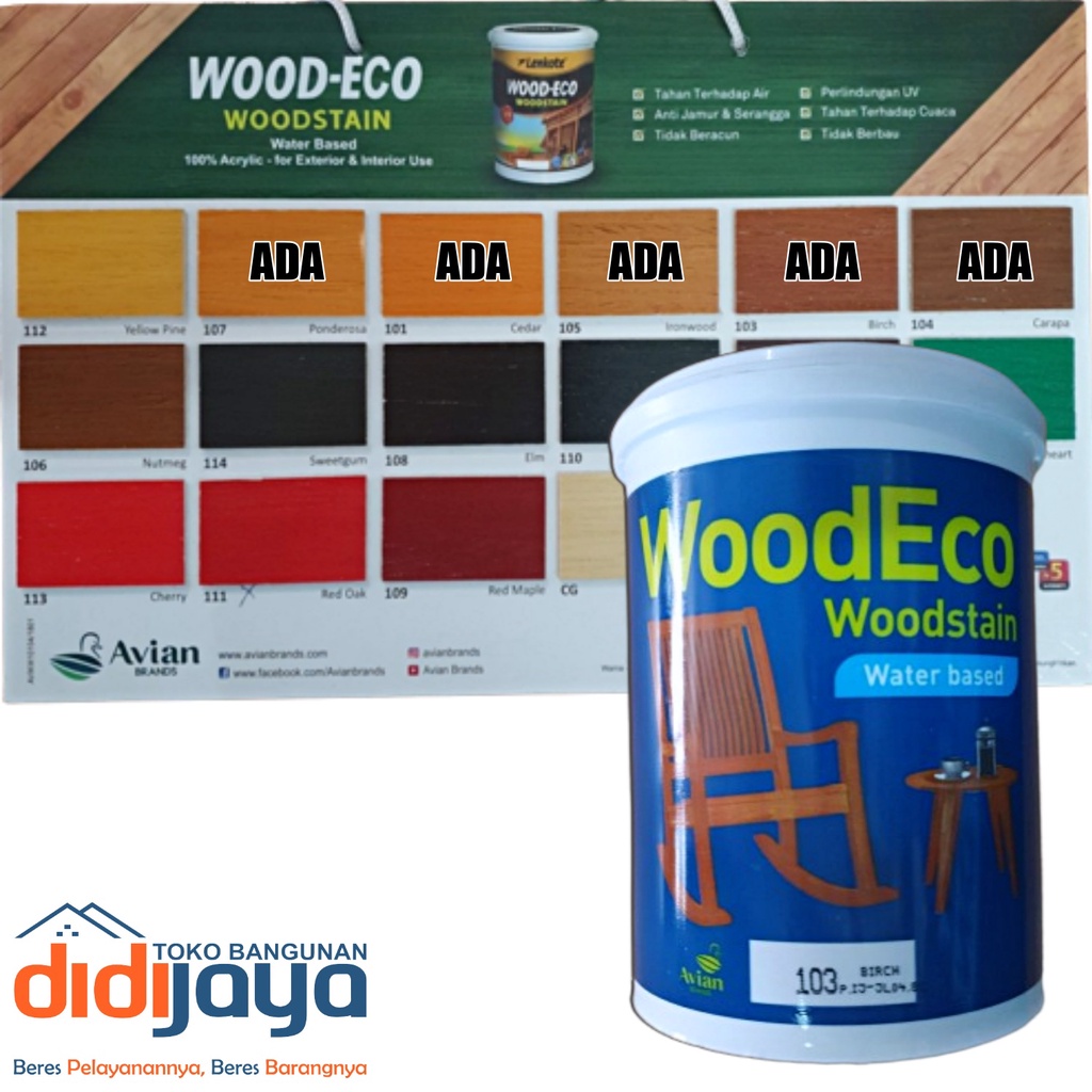 Jual Cat Politur Kayu Lenkote Wood Eco Woodstain Water Base 1Liter ...