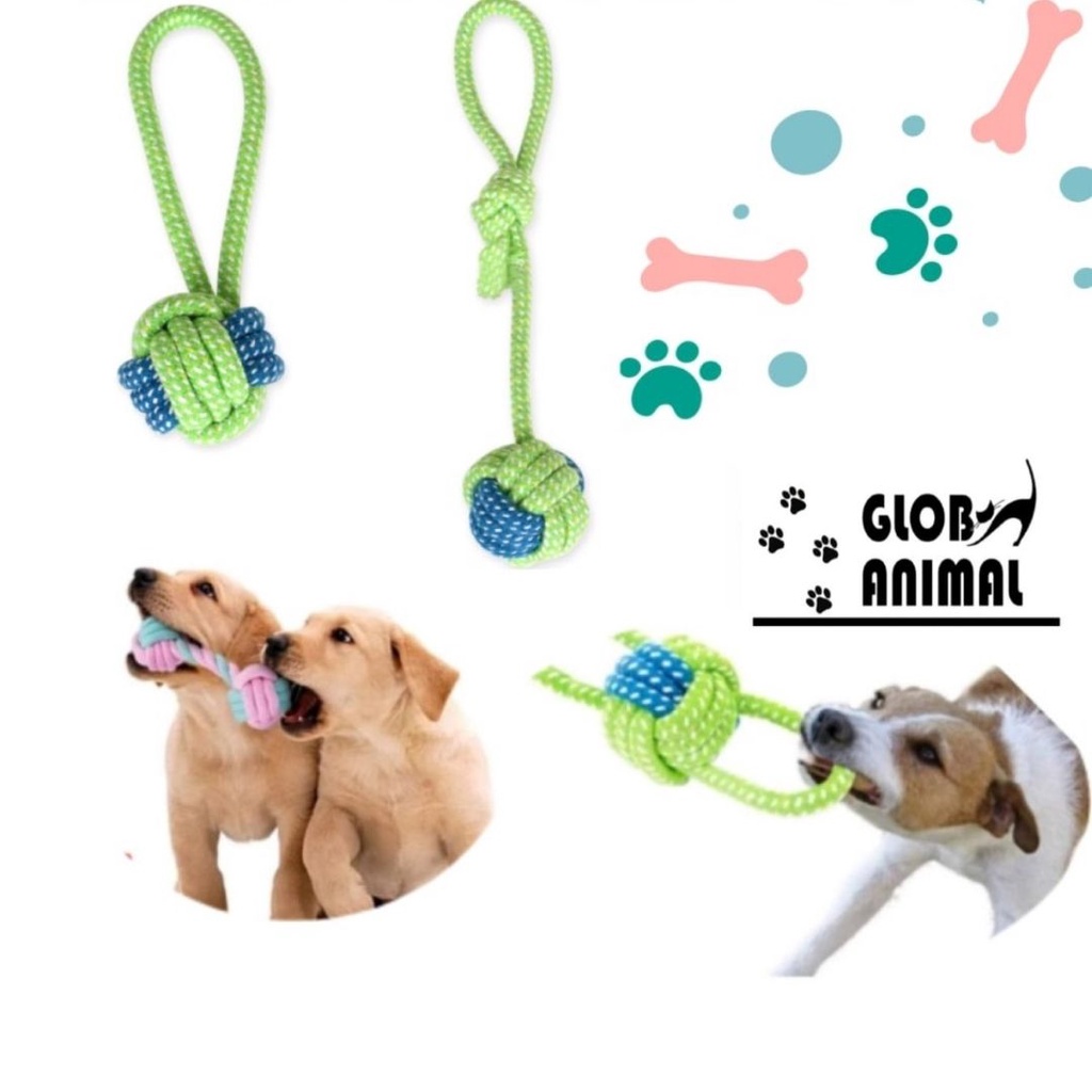 Jual MAINAN BOLA TALI GIGITAN HEWAN PET TOY ROPE BALL LATIH KEKUATAN ...
