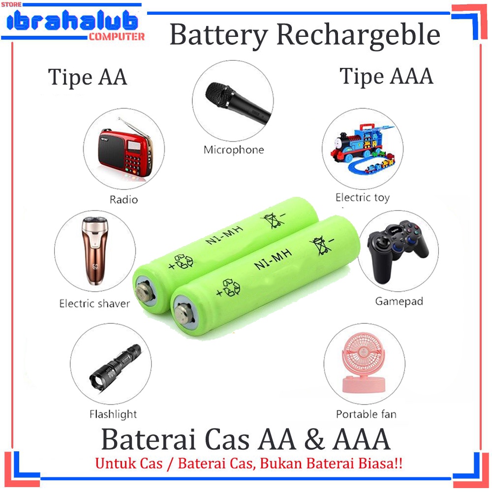 Jual Baterai Cas AA & AAA Battery Li-ion Rechargeable Baterai Isi Ulang ...