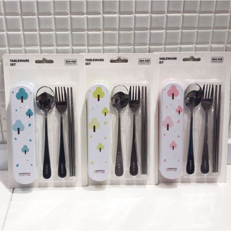 Jual MINISO TREE CUTLERY SET / SENDOK GARPU SUMPIT GAMBAR POHON ...