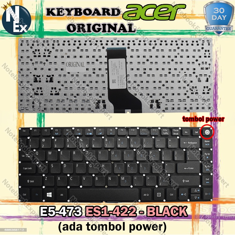 Jual Keyboard Original ACER E5-473 ES1-422 - Black ( Ada Tombol Power ...