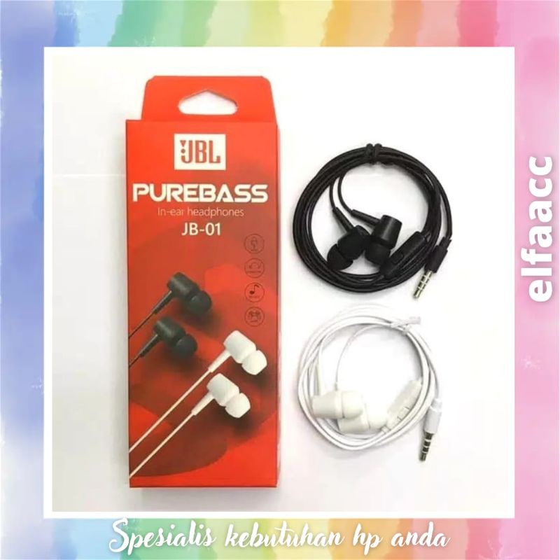 Jual Headset JBL JB-01 & JB XT Dilengkapi Mic Stereo Earphone Bass | Shopee Indonesia