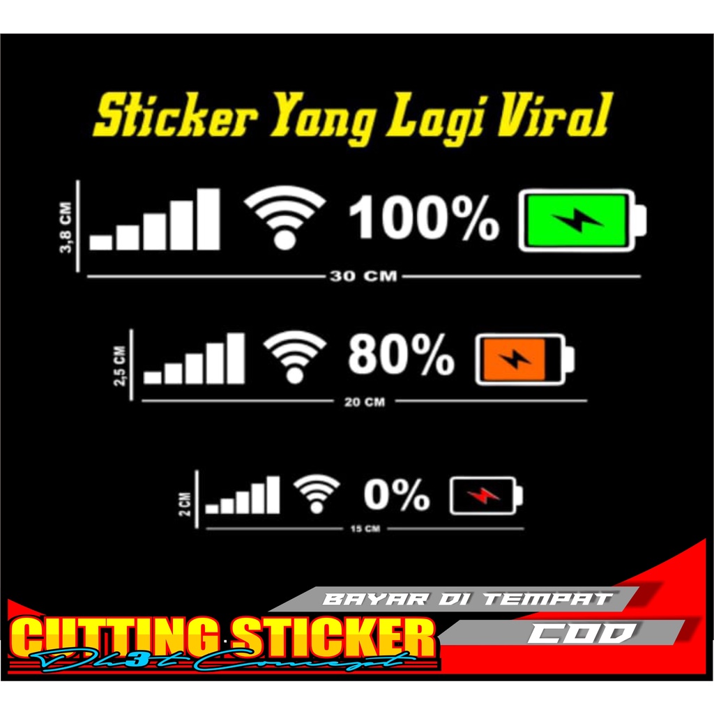 Jual Sticker Viral Baterai Wifi Sinyal HP Phone Cutting Sticker Mobil ...