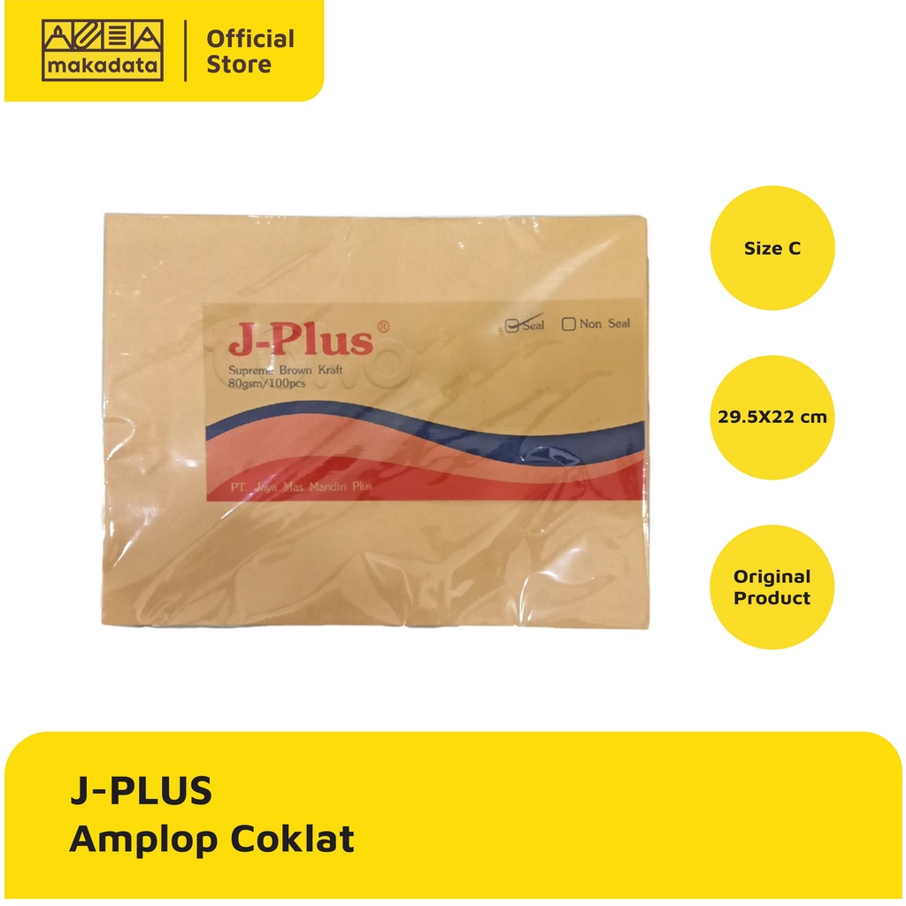 Jual AMPLOP COKLAT KRAFT (C) J-PLUS SEAL 80 GSM 100 LEMBAR MURAH ...