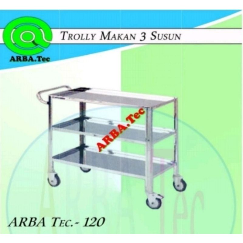 Jual Food Trolley / Trolley Makanan 3 Susun Stainless | Shopee Indonesia