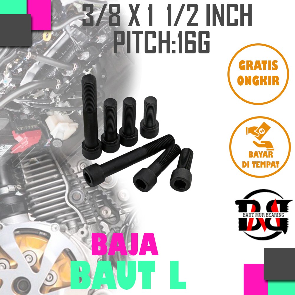 Jual BAUT L 3/8 X 1 1/2 INCH BAJA HITAM 16-G | Shopee Indonesia