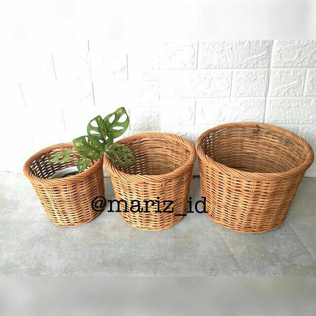 Jual Cover pot keranjang rotan satu set serbaguna taman dekorasi ...
