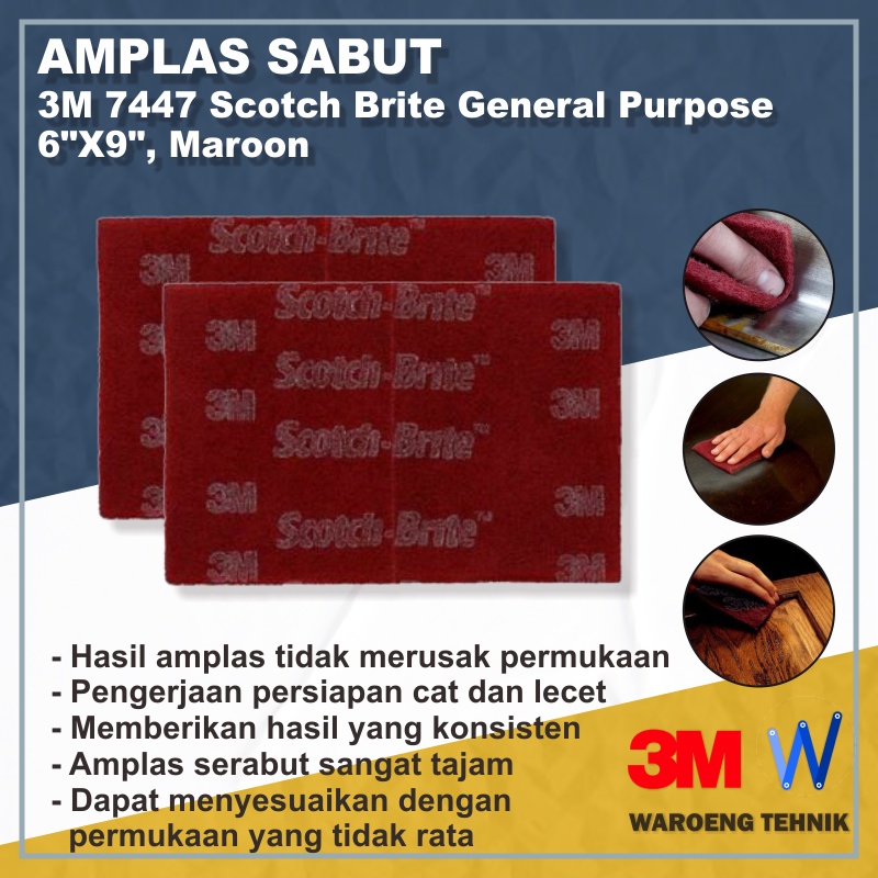 Jual Amplas Sabut Merah Maroon 3M 7447 Scotch Brite General Purpose [6 ...