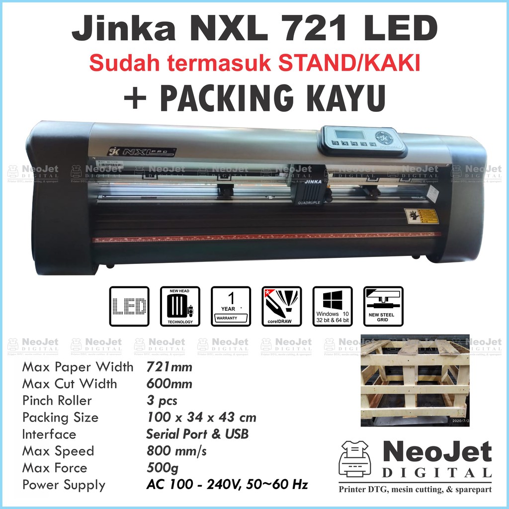 Jual Mesin Cutting Sticker JINKA 721 NXL 60cm LED Plotter Packing Kayu ...