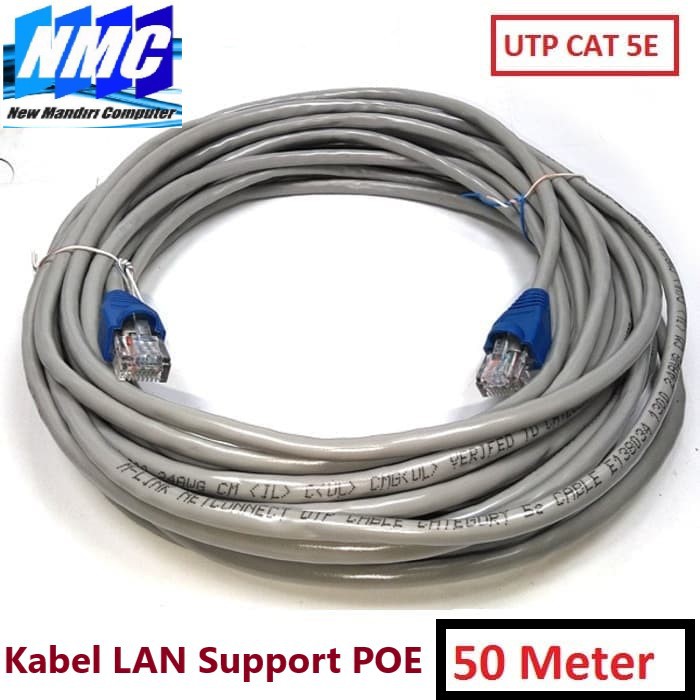 Jual Kabel Lan 50 Meter Grey UTP Cat5E / UTP CAT 5E RJ45+Plugboot ...