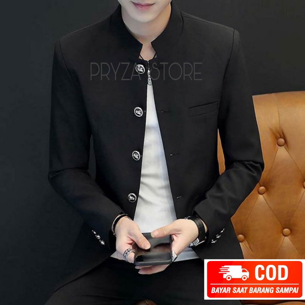 Jual PRYZA Jas Blazer Pria Casual GAKURAN HITAM/PUTIH/ABU Original DF&Y ...