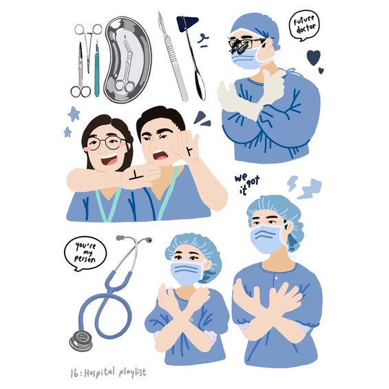 Jual sticker sheet dokter surgeon bedah operasi hospital playlist ...