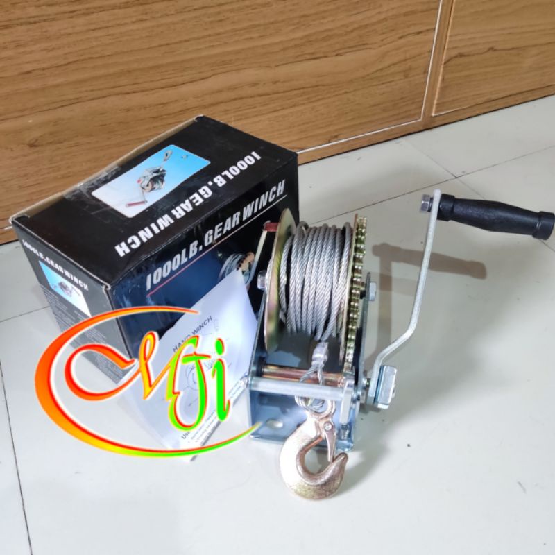 Jual Hand Winch 1000 Lbs Katrol Keretan Manual 450 Kgs Gear Winch ...