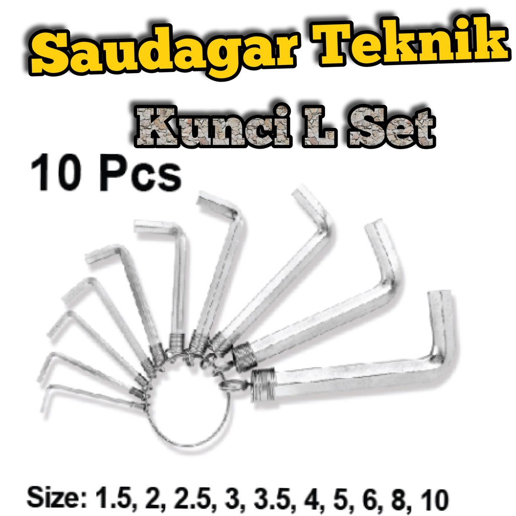 Jual Kunci L set 10 pcs Hexagonal Key Set 10pcs Hex Key Wrench | Shopee ...