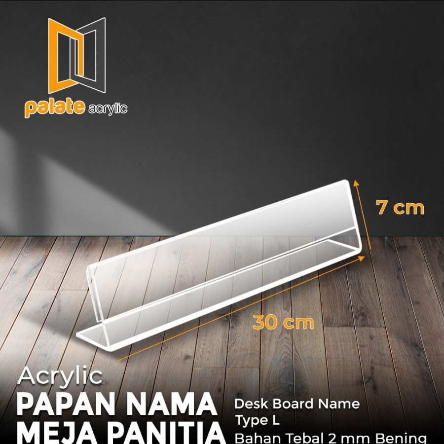 Jual Akrilik Papan Nama Meja Panitia uk 7x30 cm Bentuk L Desk Board ...