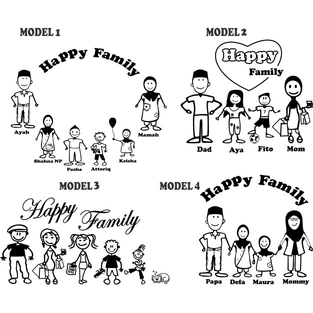 Jual CUTTING STICKER MOBIL STIKER HAPPY FAMILY KEREN STIKER KACA HAPPY ...