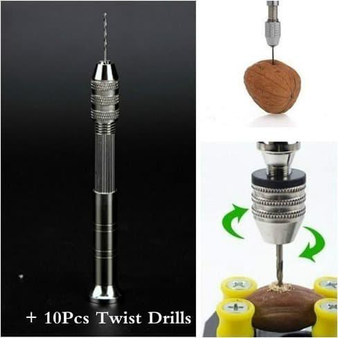 Jual Pen Hand Drill Alumunium Bor Tangan Manual + Mata Bor 10 Pcs ...