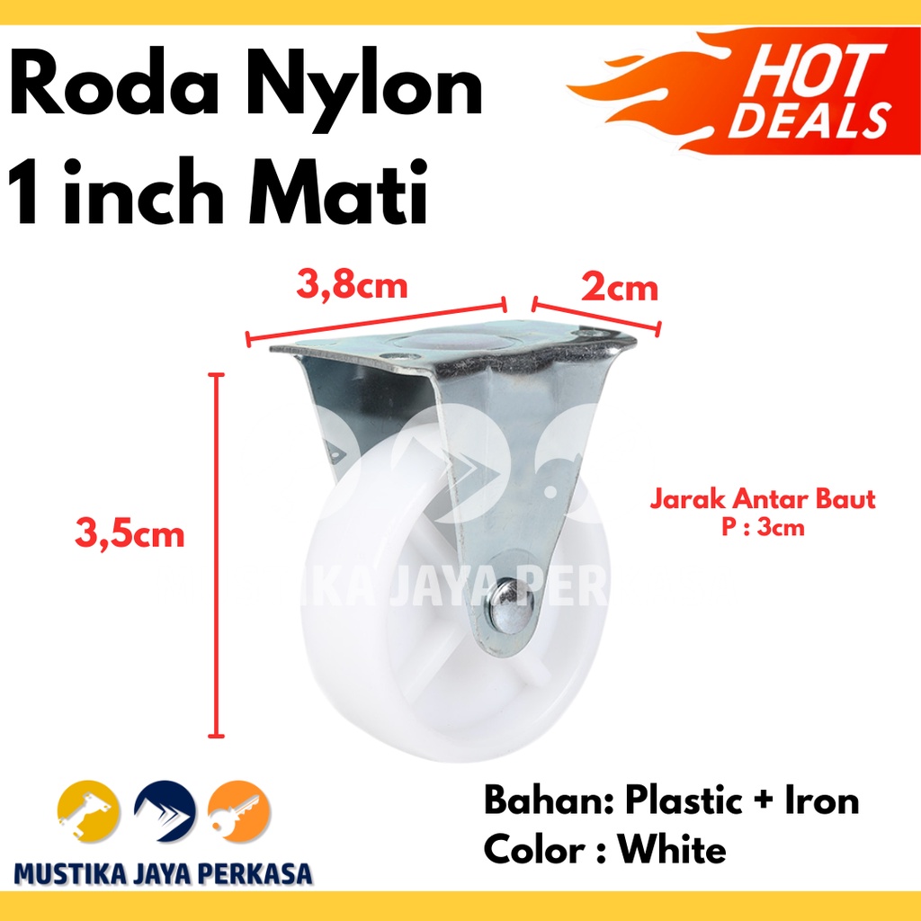 Jual Roda Nylon Nilon Putih 1 inch Troli Troley Murah | Shopee Indonesia