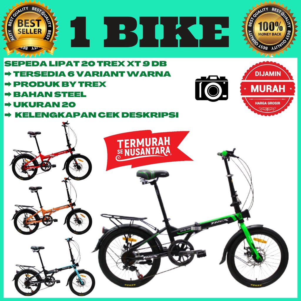Jual Sepeda Lipat 20 Inch Trex XT9 DB 7 Speed Cakram Mekanik | Shopee ...