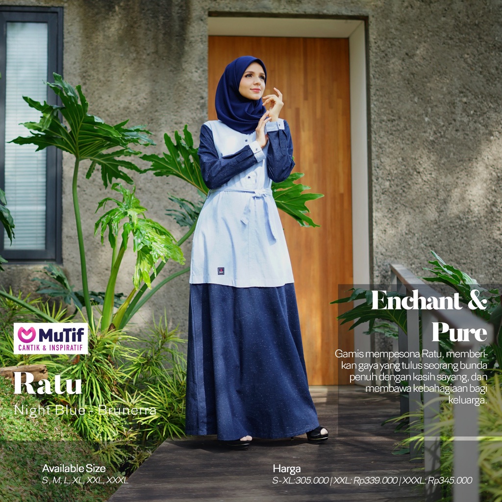 Jual ES - (COD) MUTIF RATU Blue Night S - Dress Muslimah - Gamis Katun ...