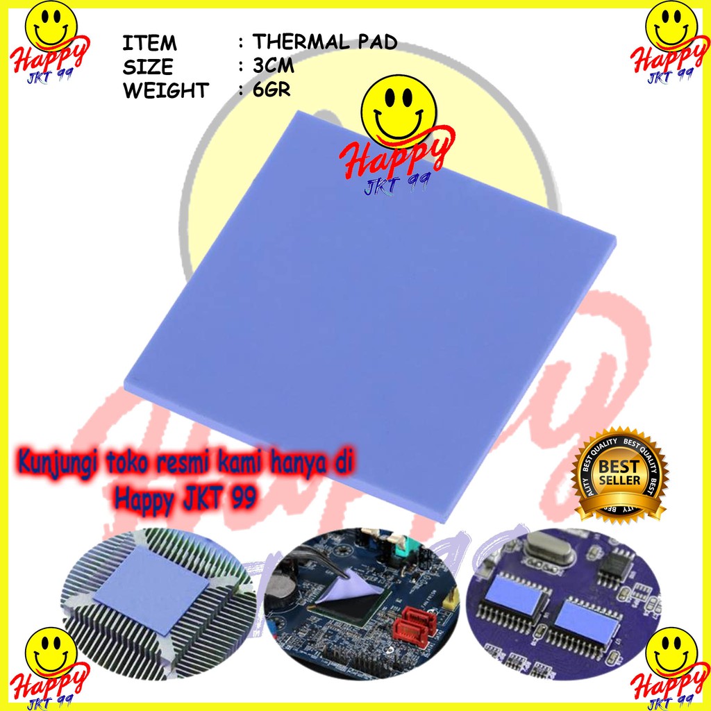 Jual [ HAPPY JKT 99 ] PENDINGIN THERMAL PAD 30MM X 30MM X 3MM HIGH ...