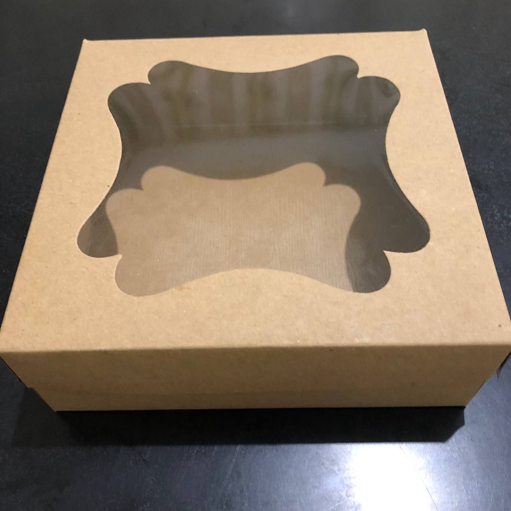 Jual Kotak Kue Kraft 20x20x5 Jendela Laminasi Kilat / Dus Kue 20x20x5 ...