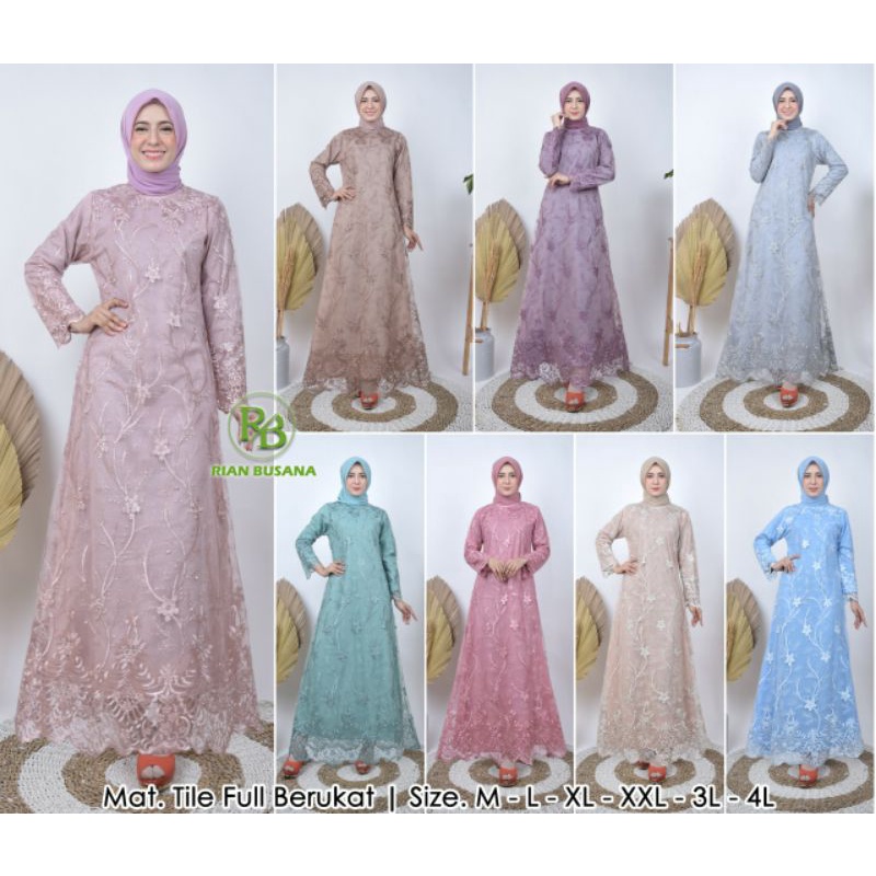 Jual DRESS full brukat/ gamis tulle / gamis lebaran /dress kekinian ...