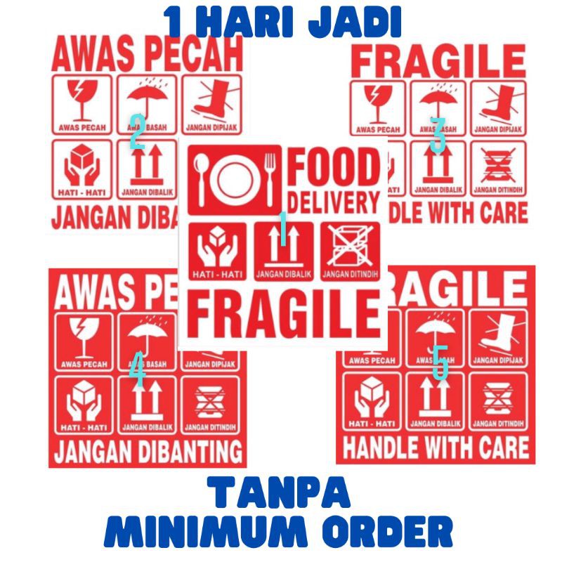 Jual Stiker label fragile / sticker fragile food / makanan / awas pecah ...