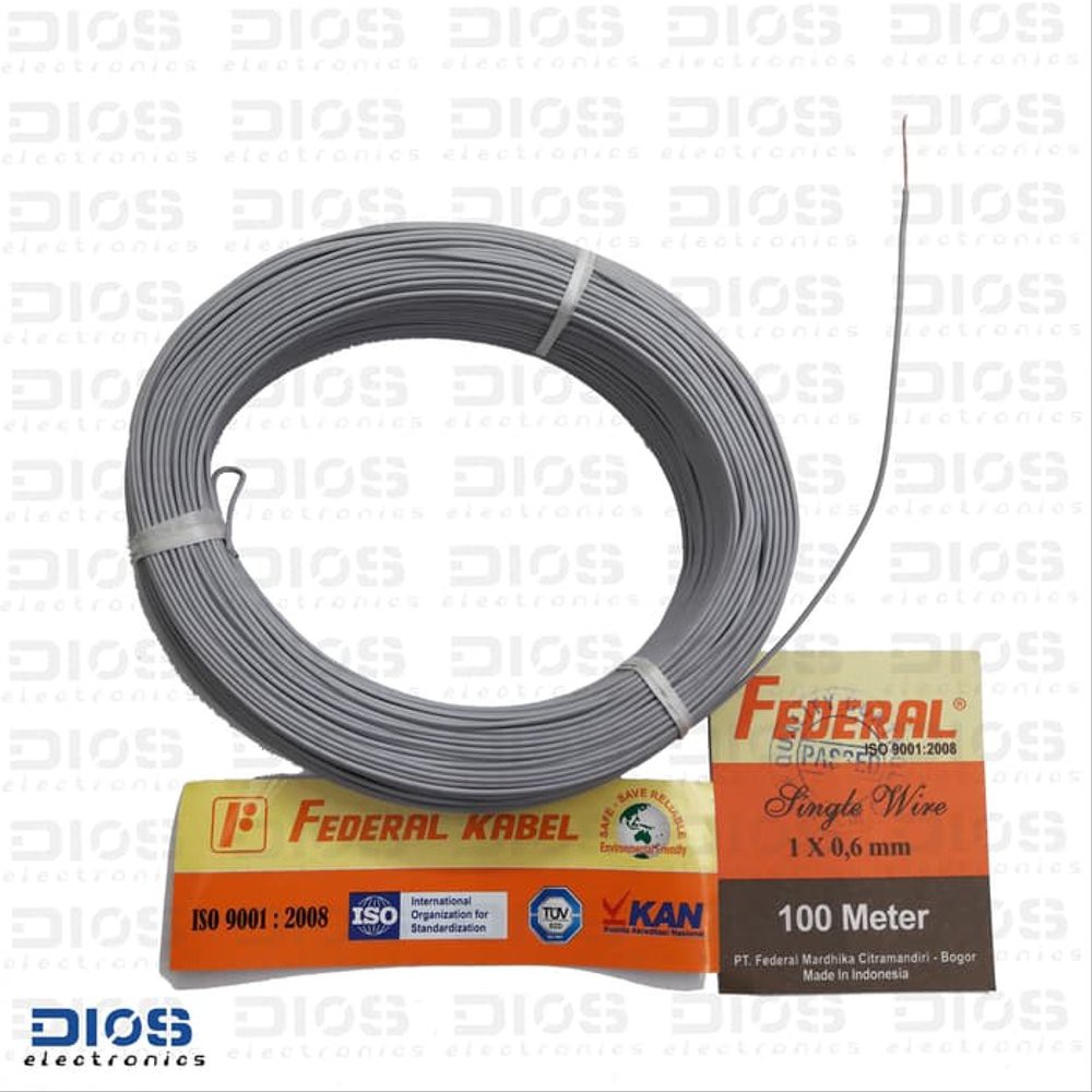 Jual Kabel Tunggal Kawat Kecil Jumper NYA 1x0.6 mm Single Wire Abu-Abu ...