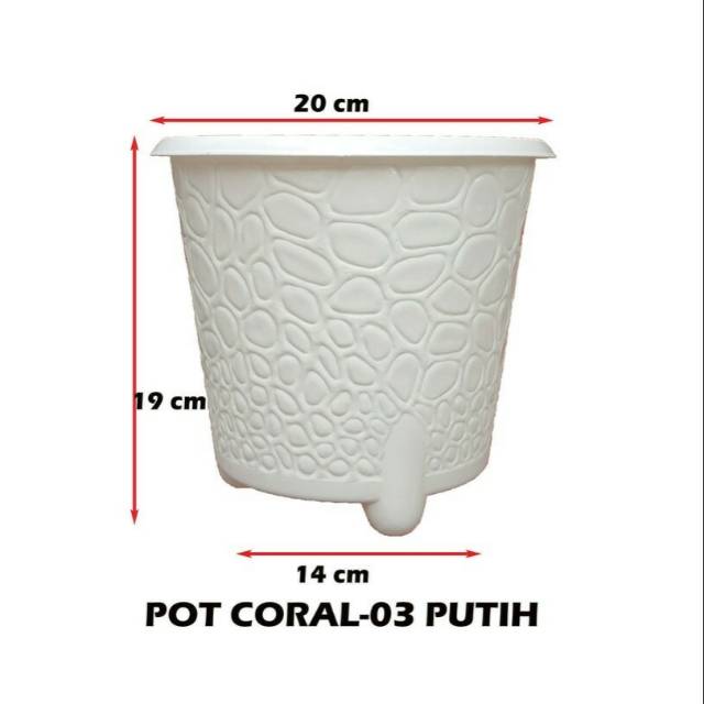 Jual Pot bunga tanaman motif CORAL putih 20cm - original | Shopee Indonesia