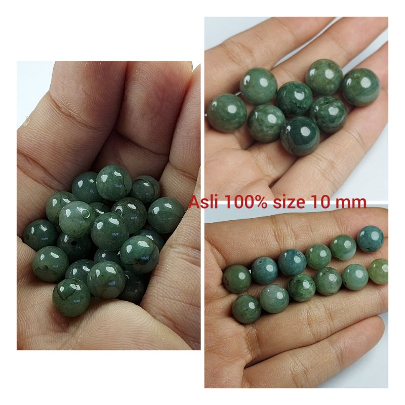 Jual Butiran Batu Giok Asli Burma Type A Hijau Tua Natural Jade ...