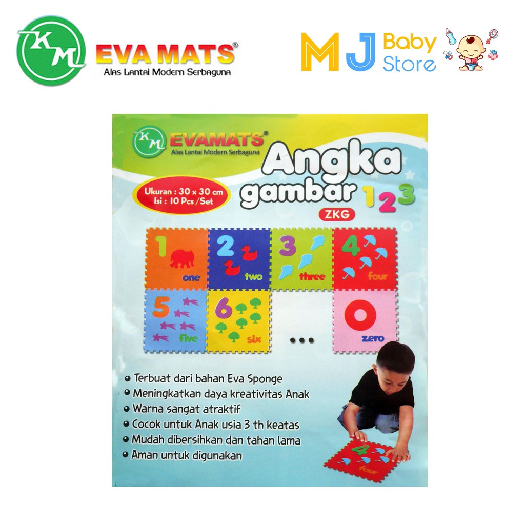 Jual Evamats 8302 - Alas Lantai Puzzle Busa Angka Gambar Isi 10lbr/set ...