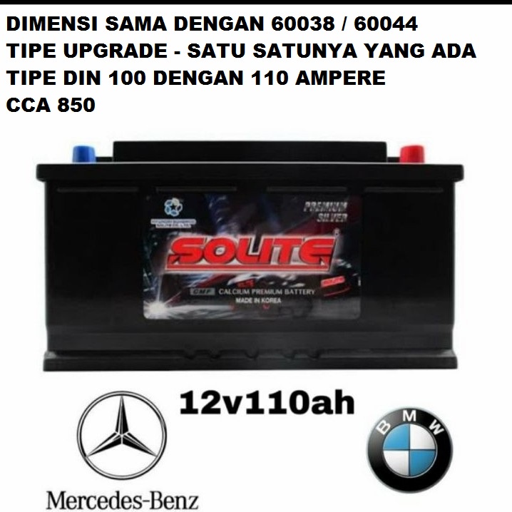 Jual Aki MF SOLITE 61034 110Ah CCA 850 Tipe DIN 100 60038 60044 Mobil EROPA Mercedes Captiva ...
