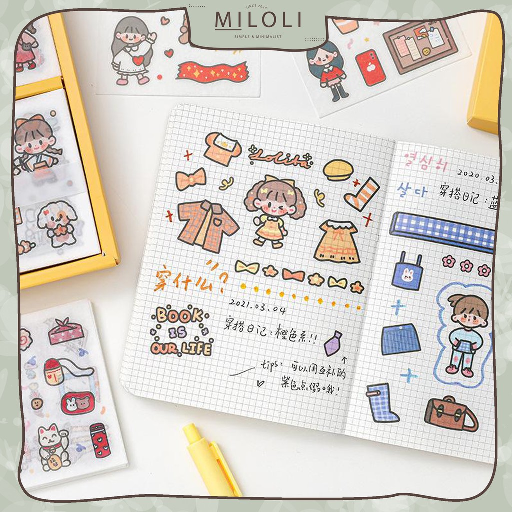 Jual [MILOLI] 100lembar SET Sticker SOFT SERIES Sticker PET DIY ...