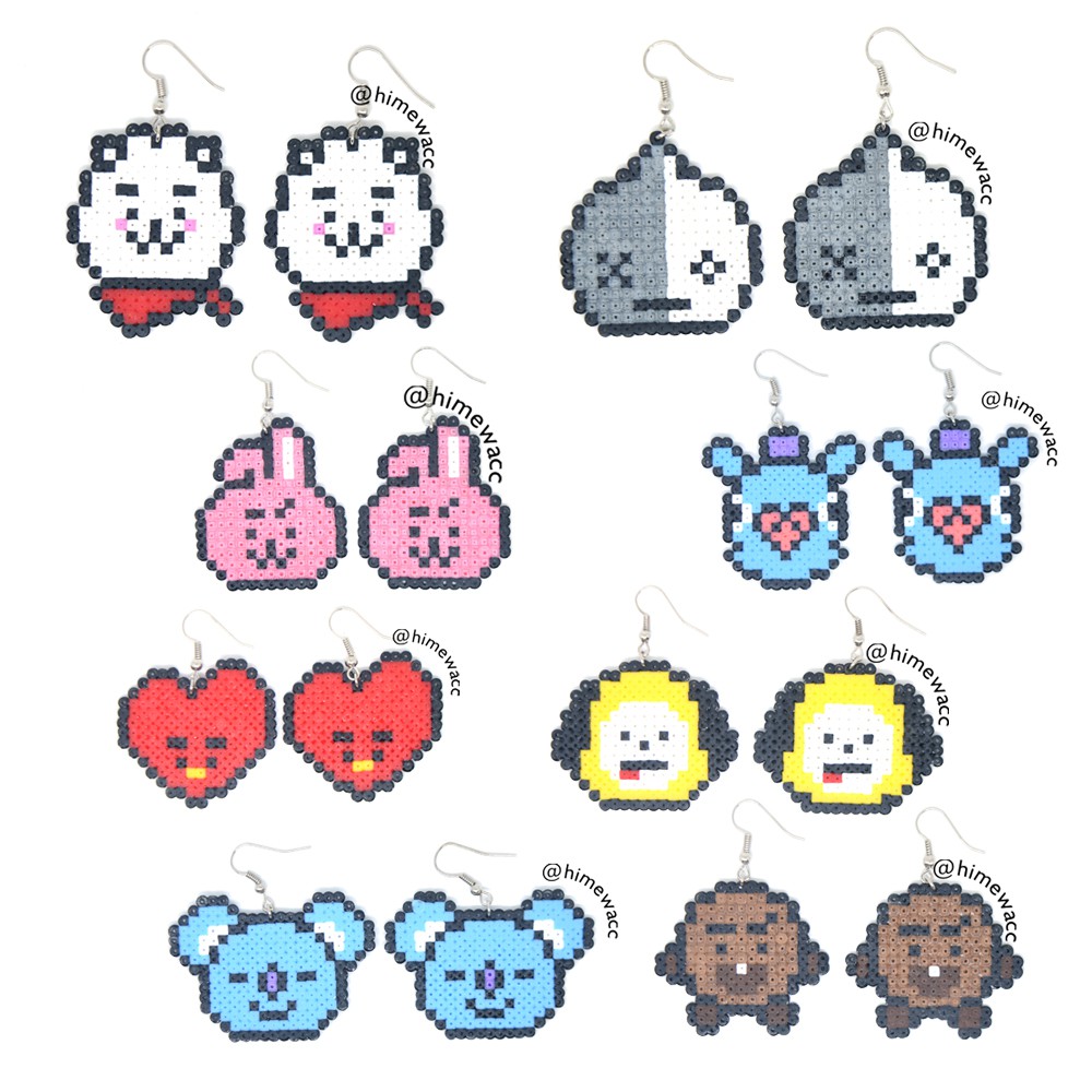 Jual Anting BT21 Hama Beads (Anting BTS, Anting Lucu, Kado Wisuda ...