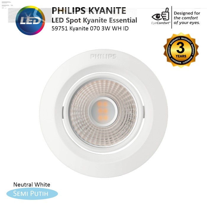 Jual Lampu Sorot Philips 59751 KYANITE 070 3W 40K WH ID recessed Spotlight | Shopee Indonesia