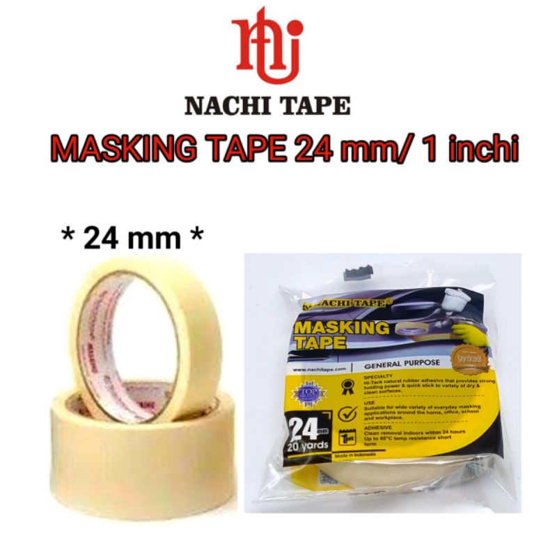 Jual Masking Tape / Lakban Kertas Nachi 24mm/ 1 inch | Shopee Indonesia
