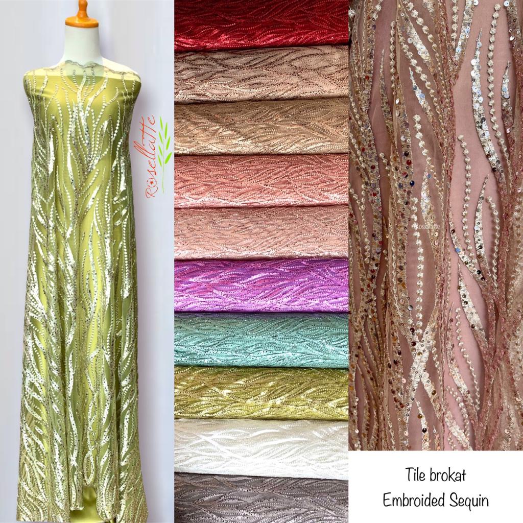 Jual Kain Brokat Tile Embroided Sequin | Shopee Indonesia
