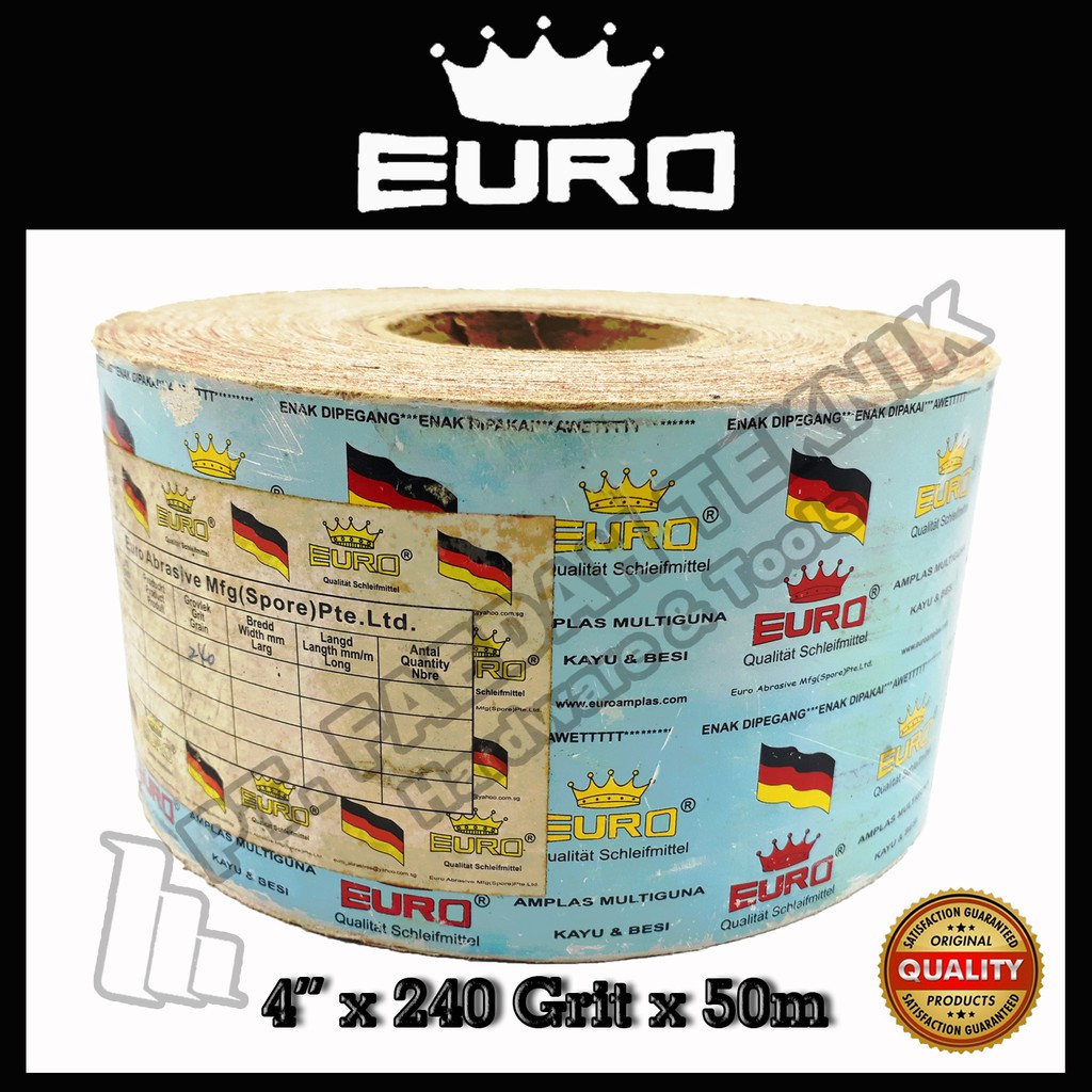 Jual Amplas Roll EURO Grit 240 Panjang 50 m lebar 100 mm (4 inch ...