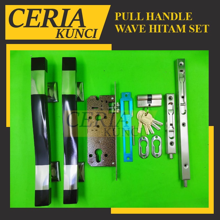 Jual GAGANG PINTU SET S HITAM / PULL HANDLE SET HITAM GLOMBANG / GAGANG ...