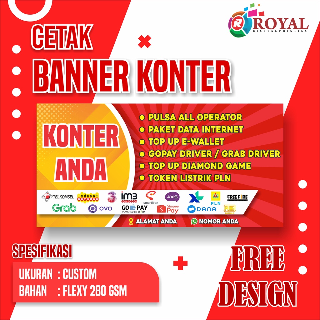 Jual Spanduk Banner Konter Bahan Flexy 280 , Spanduk Konter Free Design ...