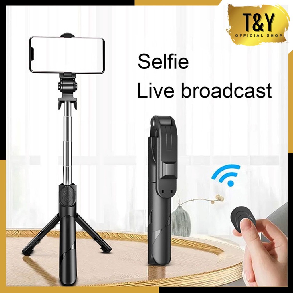 Jual T&Y Tripod Bluetooth Selfie Stick LED Flash With Fill Light Tripod Expandable Tongsis ...