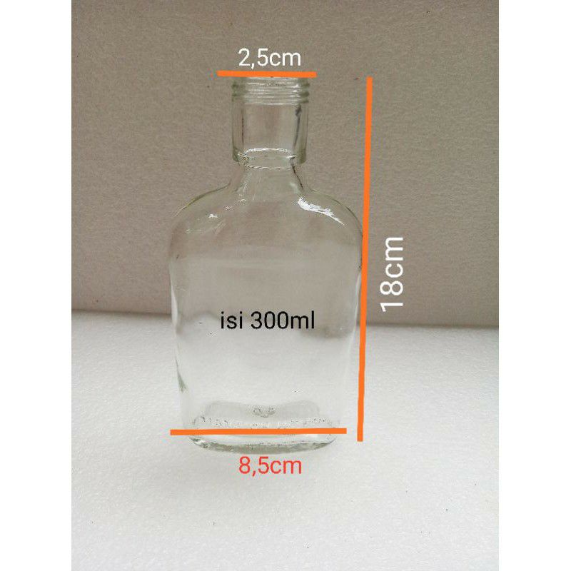 Jual BOTOL KACA GEPENG 300ML BOTOL KACA IKAN CUPANG AQUARIUM IKAN ...
